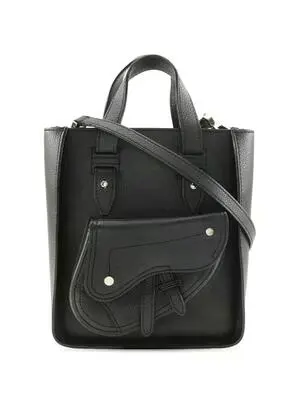 Dior 2010-2016 Mini Grained Calfskin Saddle Tote Satchel - Black