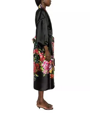 DOLCI FOLLIE Floral Print Silk Kimono