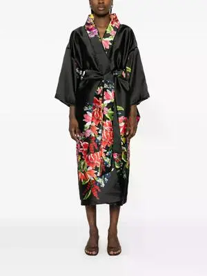DOLCI FOLLIE Floral Print Silk Kimono