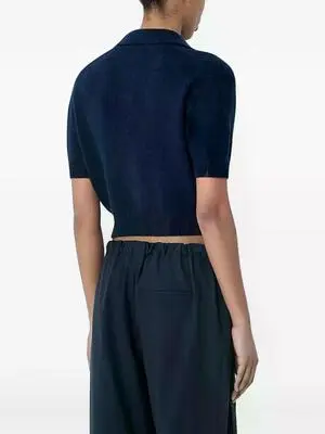 Khaite Leni Knit Polo Sweater - Blue