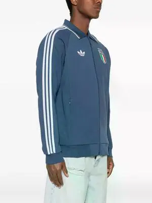 Adidas X Italia Stripe-detail Zip-fastening Sweatshirt - Blue