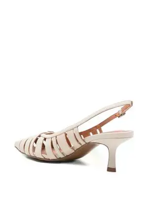 BIBI LOU Beige Leather Pointed Toe Slingback Pumps - Neutrals