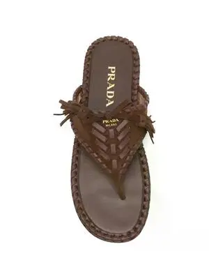 Prada Whipstitch Tassel Thong Sandals