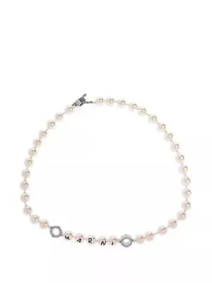 Marni Pearl And Crystal Necklace - Neutrals