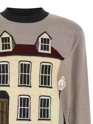 Junya Watanabe Jacquard House Motif Crew Neck Sweater - Neutrals