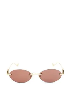 Valentino Garavani Vlogo Signature Rimless Oval Sunglasses - Gold