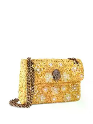 Kurt Geiger Kensington Raffia Shoulder Bag With Floral Embellishment