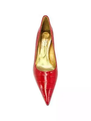 MADISON MAISON Annuccia Croc-effect Leather Pumps - Red