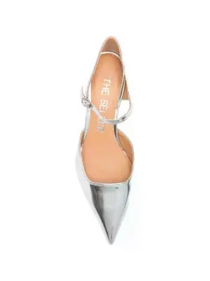 THE SELLER S Pointed Toe Buckle Fastening Leather Pumps