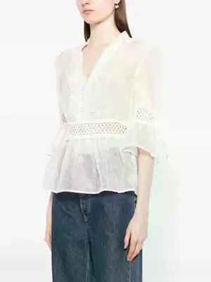 WE ARE KINDRED Ivory Peplum-hem Blouse With Three-quarter Sleeves - Neutrals