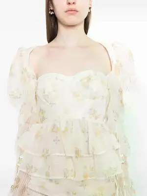 WE ARE KINDRED Floral Print Sweetheart Neck Blouse