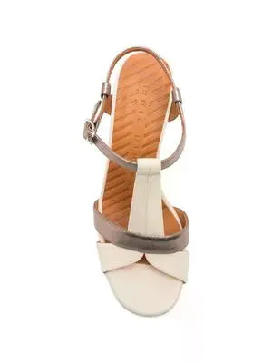 Chie Mihara Beige T-strap Block Heel Sandals