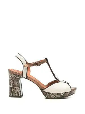 Chie Mihara Snakeskin T-strap Platform Sandals