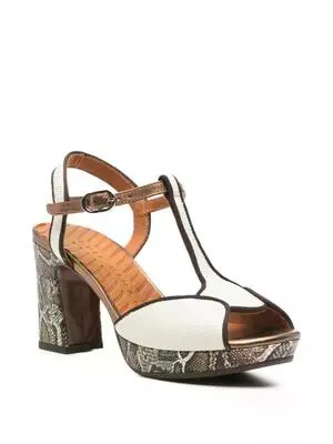 Chie Mihara Snakeskin T-strap Platform Sandals