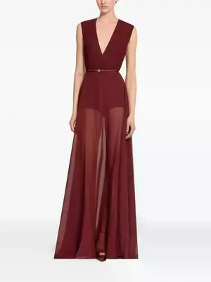Elie Saab V-neck Belted Maxi Dress