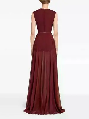 Elie Saab V-neck Belted Maxi Dress