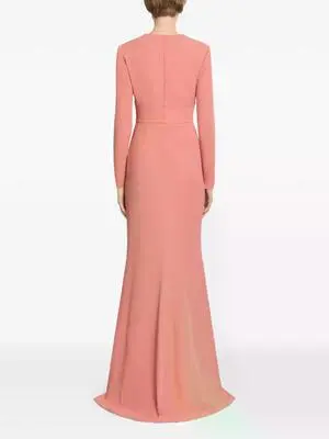 Elie Saab Maxi Dress With V-neck And Bow Detail - Pink