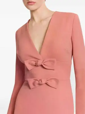 Elie Saab Maxi Dress With V-neck And Bow Detail - Pink