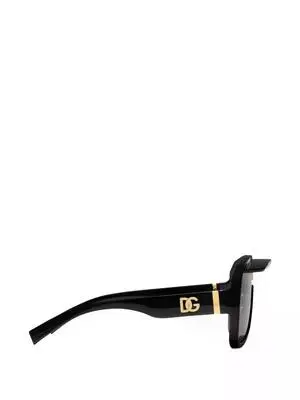 Dolce & Gabbana Dg Crossed Logo Plaque Geometric Frame Sunglasses