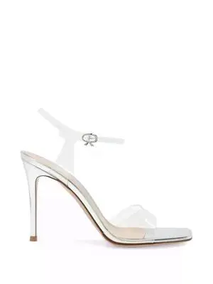 GIANVITO ROSSI Silver-tone 95mm Cher Heeled Sandals - White