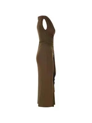 Max Mara Aureo Draped Midi Dress - Brown