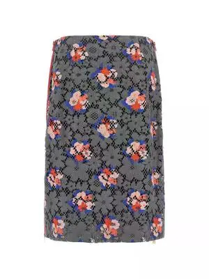 Fendi Lace Floral-pattern Midi Skirt