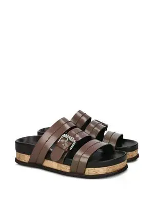 Premiata Buckled Leather Flat Platform Sandals
