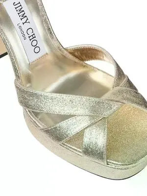 JIMMY CHOO Kove Platform Sandals In Platinum Brilliance Fabric