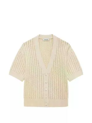 ANINE BING Flynne Open-knit Short-sleeve Cardigan