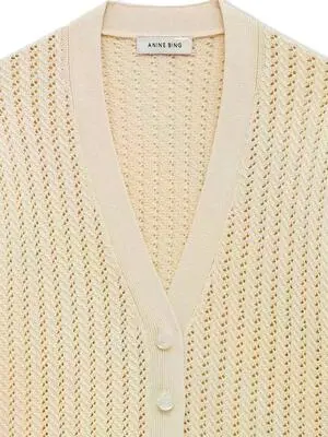 ANINE BING Flynne Open-knit Short-sleeve Cardigan