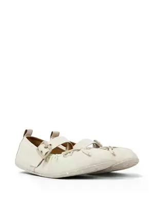 Camper Wabi Buckled Ballerinas With Bow Detailing - White