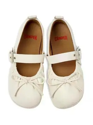 Camper Wabi Buckled Ballerinas With Bow Detailing - White