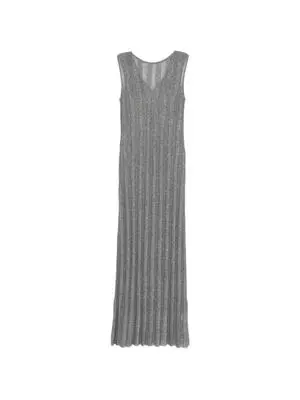 NEERA V-neck Pleated Maxi Dress