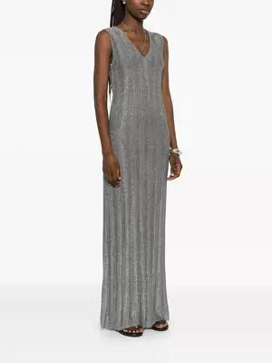 NEERA V-neck Pleated Maxi Dress