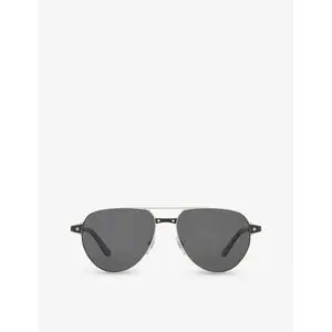 Cartier Ct0425s Pilot-frame Metal Sunglasses - Silver