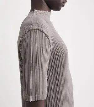 Issey Miyake High Neck Pleated Top