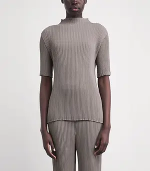 Issey Miyake High Neck Pleated Top