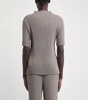 Issey Miyake High Neck Pleated Top