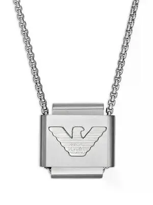 Emporio Armani Tone Logo Pendant Necklace - Silver