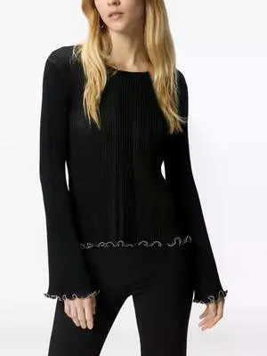 Pinko Nebbia Ruffled Rib Top