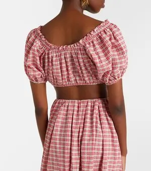 Faithfull The Brand Murcia Checked Cotton Crop Top