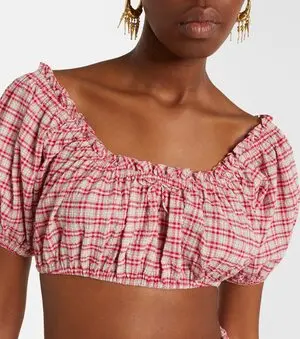 Faithfull The Brand Murcia Checked Cotton Crop Top