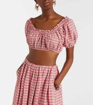 Faithfull The Brand Murcia Checked Cotton Crop Top