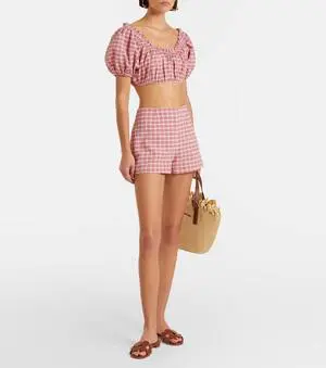 Faithfull The Brand Lila Checked Cotton Shorts