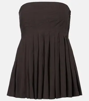 Proenza Schouler White Label Pleated Peplum Cotton Top