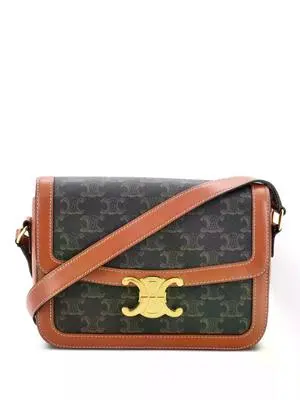 Celine Triomphe Coated Canvas Medium Shoulder Bag - Brown