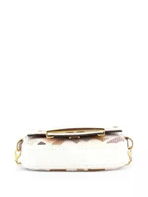 Fendi Zucca Embroidered Canvas Nano Baguette Charm Bag - Brown