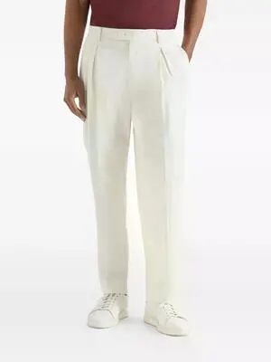 Brunello Cucinelli Pima Cotton Gabardine Trousers With Tee Holder - Neutrals