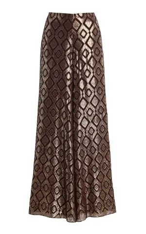 Alexis Metallic Jacquard Wide-leg Pants - Brown