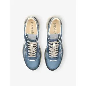 Premiata Mick Suede And Woven Trainers - Blue